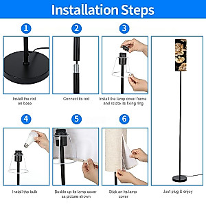 Modern Standing Lamps floral Gold Peony Hydrangea Rose flowers leaves a Minimalist Floor Lamp Metal Pole Lamp with Linen Lampshade for Bedroom Living Room Office Nursery Reading Foot Switch