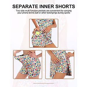 Misyula Tennis Dresses for Women,Athletic Dress with Shorts 2Pockets Zip Up Polo Sleeveless Golf Workout Dress Multi-Fruit Small