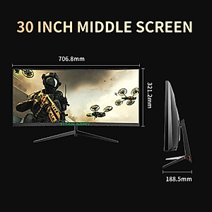 TITAN ARMY C30SK-PRO 30 inch Curved Gaming 200HZ Monitor 21:9 PIP/PBP Display 2560x1080 Ultra Wide RTS/FPS Game Scene Mode 1800R VA Panel led A+ Screen AMD Freesync