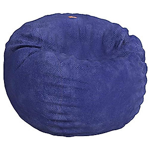 CordaRoy's Chenille Bean Bag Chair, Convertible Chair Folds from Bean Bag to Lounger, As Seen on Shark Tank, Navy - King Size