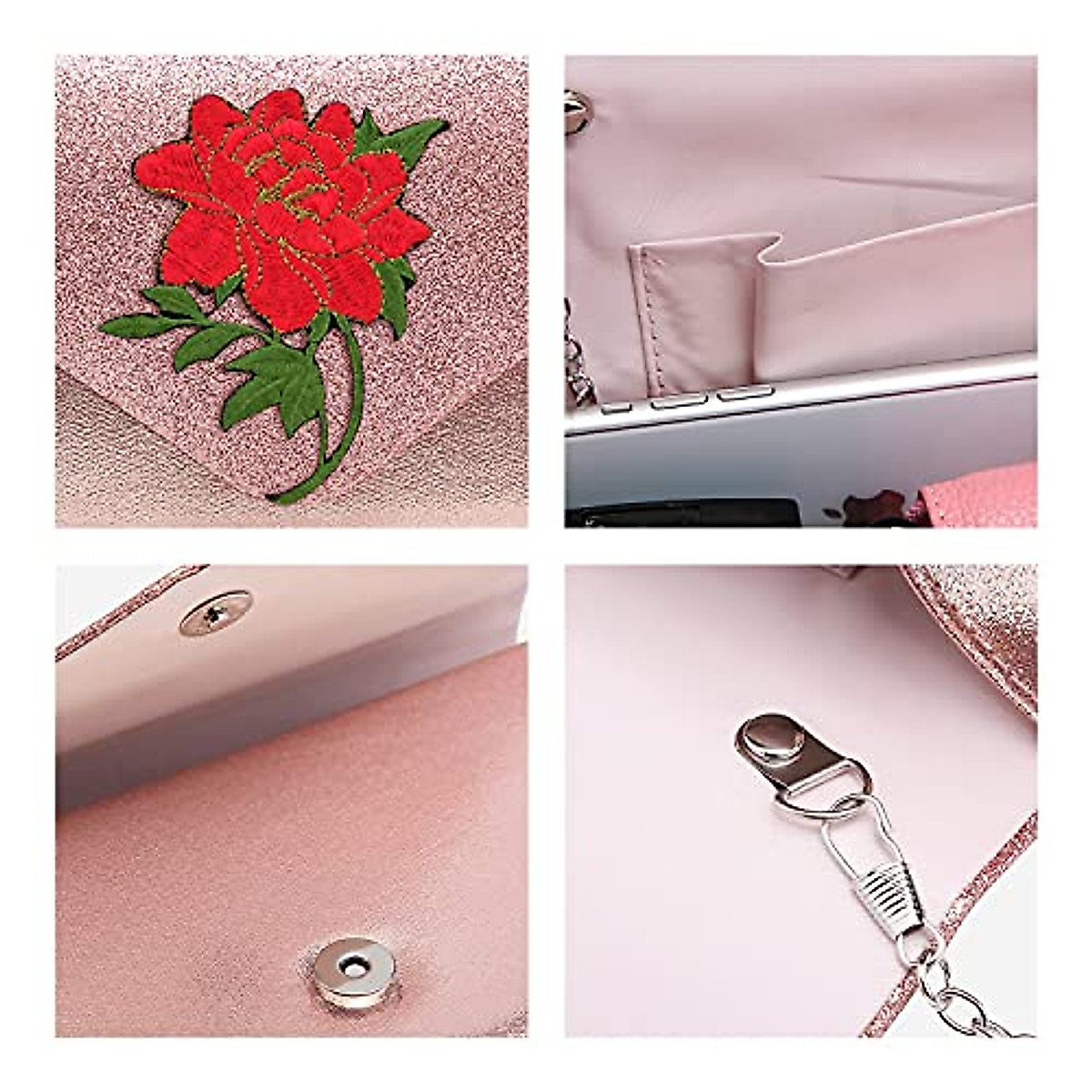 Dasein Women Floral Evening Bags Clutch Purses Handbags for Wedding Party Prom Formal Dressy Purses(floral blue)