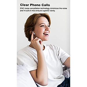 Wireless Earbuds, Eranova Bluetooth 5.1 Earphones Headphones Built-in 4 Mics ENC Noise Cancelling 30H Playtime IPX6 Waterproof Deep Bass USB-C Charge for iPhone Android Sports