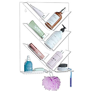 NIUBEE Bathroom Shower Caddy, Acrylic Shower Organizer with Suction Cup, Rust Proof and No Drilling, Sturdy and Durable, Great for Shampoo Bottles