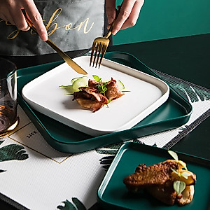 AIYoo Porcelain Dinner Plates White 6 Inch Square Ceramic Dinner Plates Set of 2 Dessert Salad Plates for Kitchen Restaurant Serving Dishes Dinner Plate