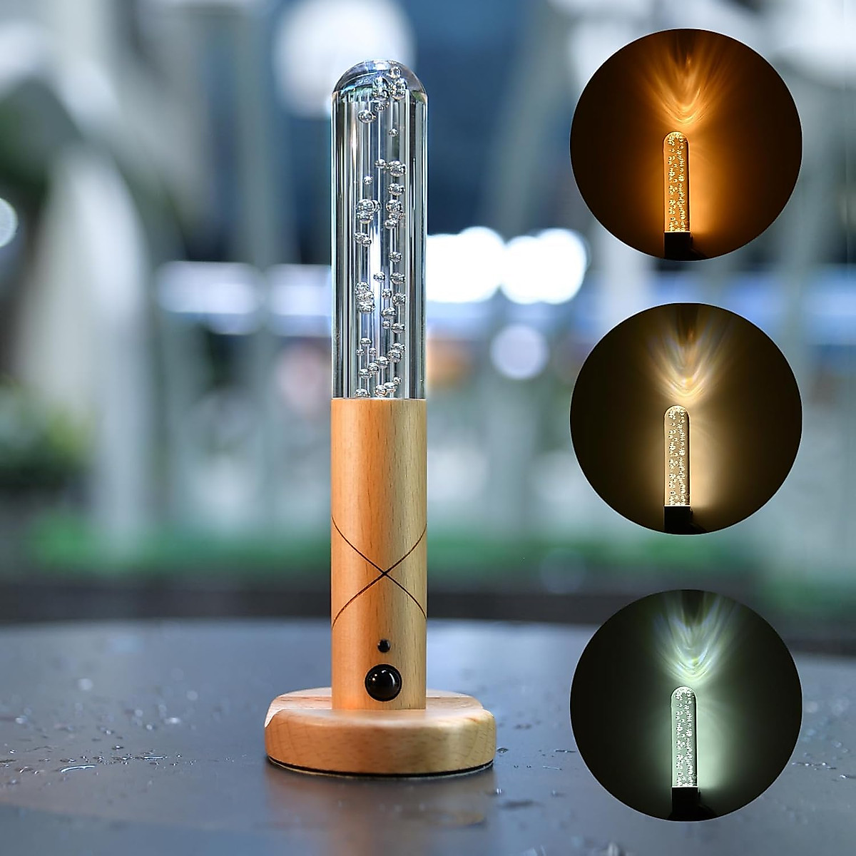 Rechargeable Starry Night Light, Wooden Motion Sensor Light Indoor, Warm White Dimmable Nightlight, Stick-On Magnet Wall Lights for Bedroom, Stair, Hallway, Kitchen