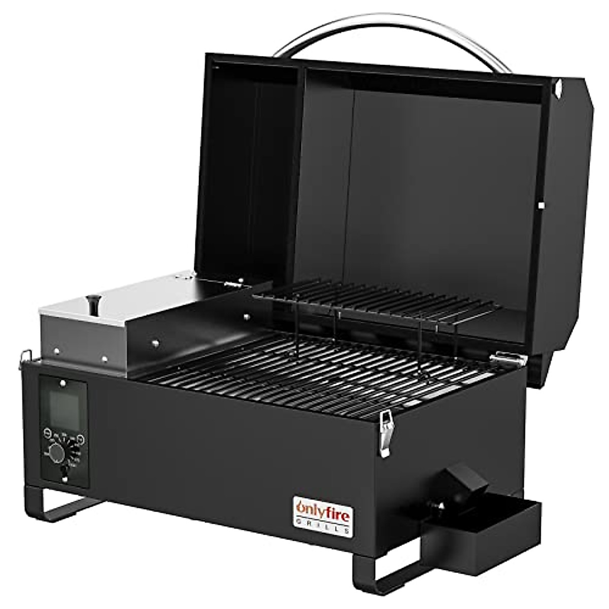 Onlyfire Wood Pellet Grill and Smoker with Auto Temperature Control, LED Screen, Meat Probe & 2 Tiers Cooking Area, Portable Outdoor BBQ Grilling Stove for RV Camping Tailgating Cooking, Black