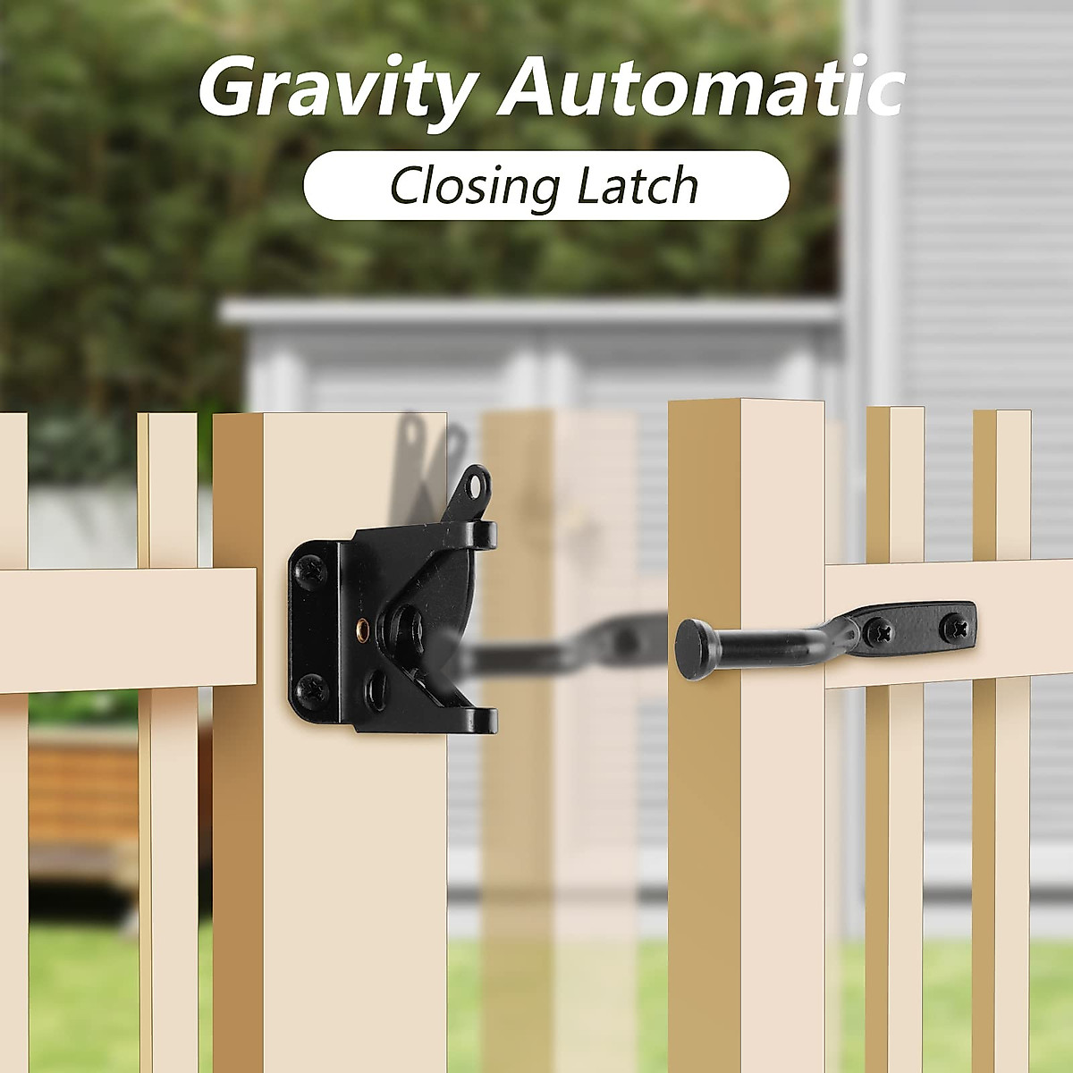 HOME MASTER HARDWARE Wood Gate Hardware Set- Heavy Duty 6" Gate Tee Hinge,Pull Set Gate Hardware Kit with Screws for Outdoor Fence Swing Gate Black Finish