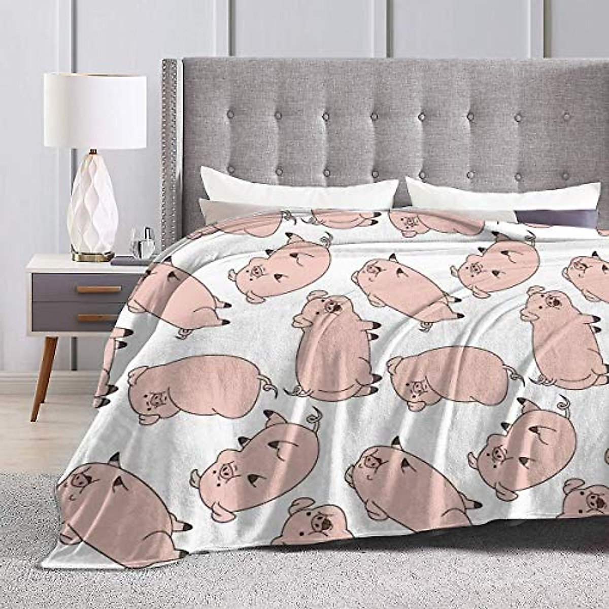 DIYAB Gravity Falls Pig Flannel Fleece Blanket Warm Bed Blankets for Couch Sofa Bed Traveling 50 x 40 Inch/127 x 102 cm