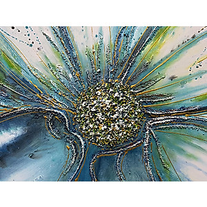 V-inspire Art,36x36 Inches Modern Abstract Hand Painted Acrylic Oil Painting for Living room Bedroom Wall Art Canvas Art Wall Colorful Flower Square Wood Frame Palette Knife Painter Ready to Hang