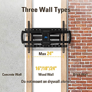 Mounting Dream TV Wall Mounts TV Bracket for Most 42-84 Inch TVs, UL Listed Premium TV Mount Full Motion with Articulating Arms, Max VESA 600x400mm and 100LBS, Fits 16", 18", 24" Studs, MD2296-24K