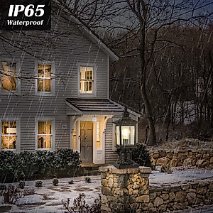 PARTPHONER Dusk to Dawn Outdoor Post Lights with Pier Mount Base, Waterproof Outside Pole Lantern Light Fixture, Exterior Lamp Post Lantern Head with Clear Glass Panels for Garden Patio, 2 Pack