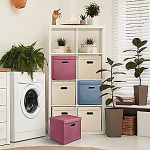 XYXYLY 2 Pack Foldable Cubes Storage Bins with Lids 12.6 * 12.6 * 12.6" Collapsible Fabric Cubbies Storage Baskets for Shelf Closet Organizer Home Bedroom Office Nursery