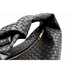 PRETTYGARDEN Women's Soft Leather Handbags Purse Fashion Shoulder Bag Dumpling Knotted Handle Hobo Bags(Black)