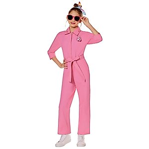 Spirit Halloween Barbie the Movie Kids Pink Power Jumpsuit | Officially Licensed | Barbie the Movie Kids Costumes - S