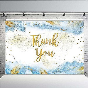 MEHOFOND 7x5ft Thank You for All You Do Backdrop Graduation Gold and Light Blue Cloud Watercolor Father Staff Teachers Professors Doctors Banner Background Retirement Party Supplies Decorations