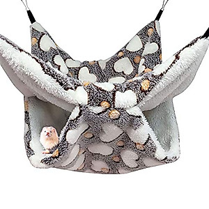 OINEEDU Pet Small Animal Cage Hammock Guinea Pig Rat Hammock- Soft Warm Bunkbed Hammock-Fit for Kitten,Ferret,Squirrel,Chinchilla,Rat,Hamster or Other Small Animals -13.39'' x 13.39'' (Love Coffee)