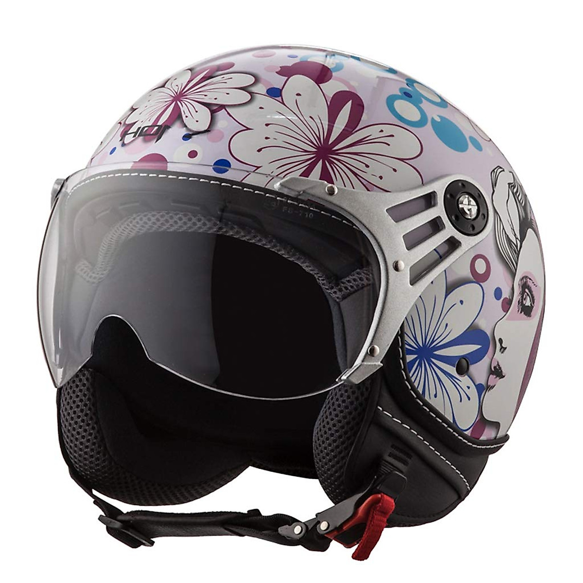 DCLINA Motorcycle Half Helmet Sunscreen Men's Women's Vintage Open-Face-Helmet, DOT Approved Unisex-Adult Retro Electric Girls Scooter Helmet for ATV Cruiser Moped,Breathable and Lightweight