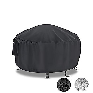 Onlyme Round Fire Pit Cover - 40 Inch Waterproof Firepit Cover for Outdoor Patio Firepit - 420D Durable Anti-Fading Outdoor Fire Pit Cover