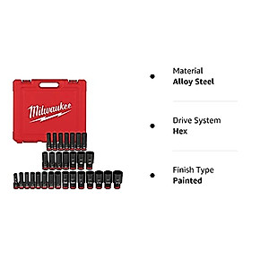Milwaukee 49-66-7016 29PC SHOCKWAVE Impact Duty 1/2" Drive SAE & Metric Deep 6 Point Socket Set