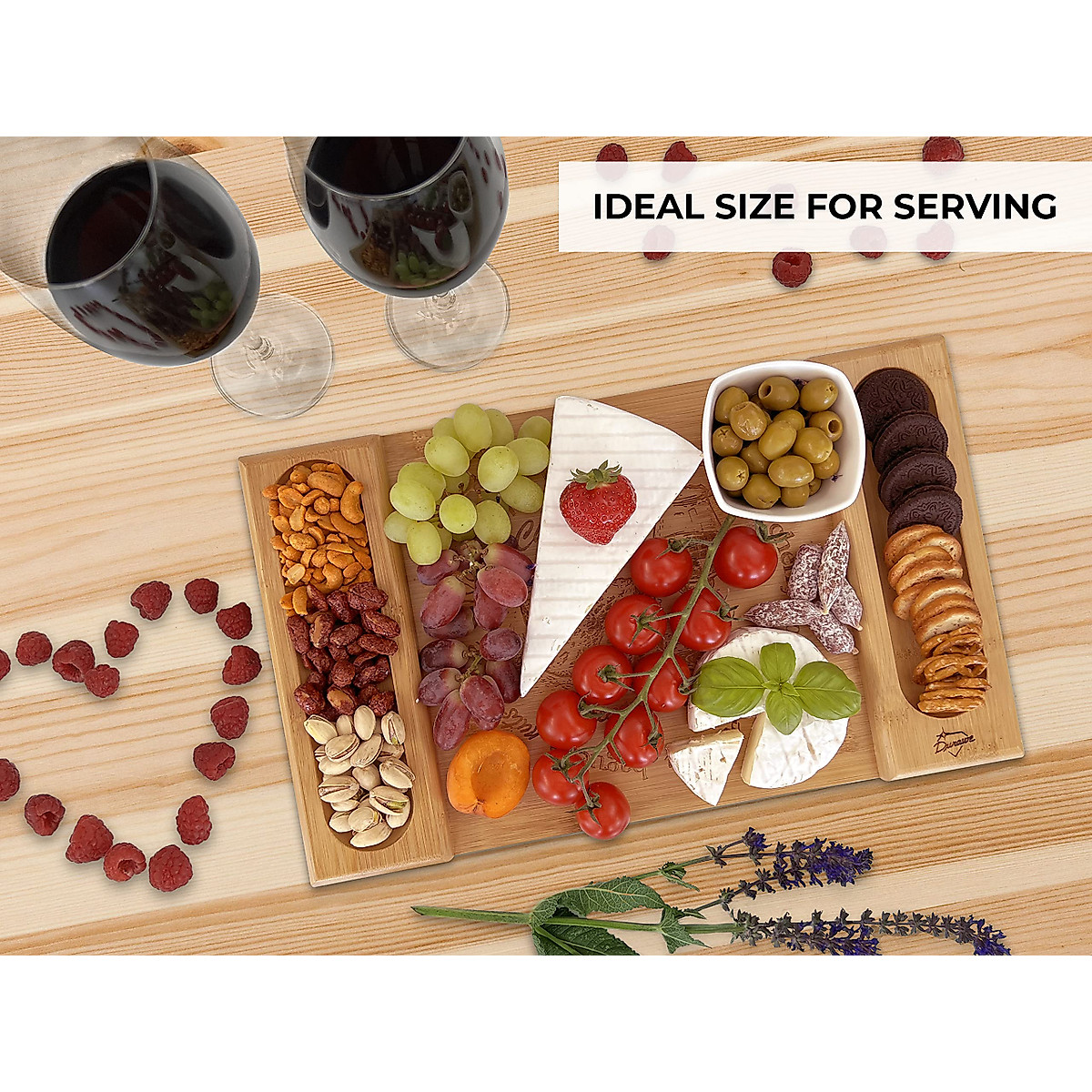 Bamboo Cheese Board Charcuterie Platter & Serving Tray Charcuterie Boards Gift Set Butter Board Perfect Choice for Gourmets, Birthday Presents, Wedding Gifts, Mothers & Housewarming Gifts