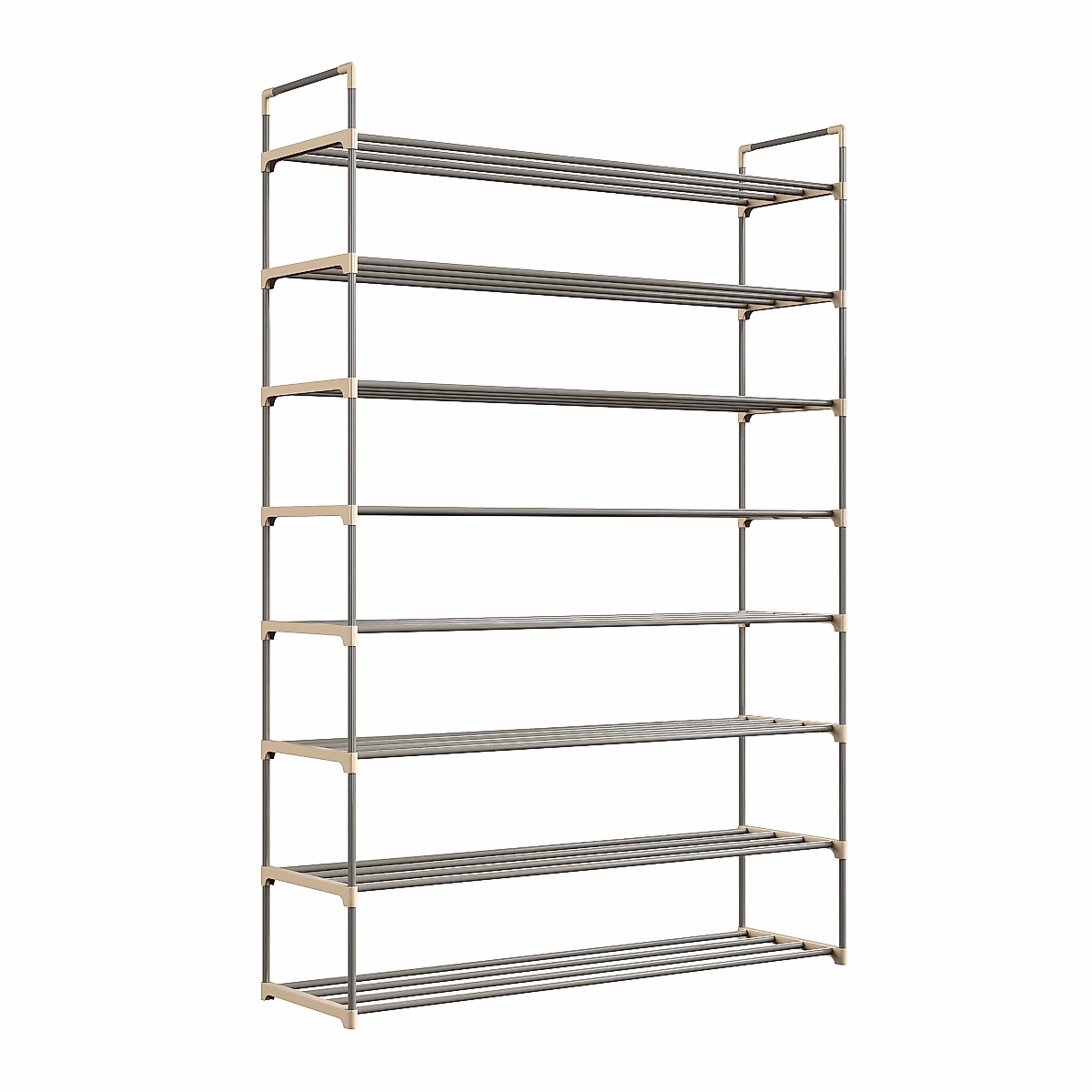 Shoe Rack - 8-Tier Shoe Organizer for Closet, Bathroom, Entryway - Shelf Holds 40 Pairs Sneakers, Heels, Boots by Home-Complete (Gray)