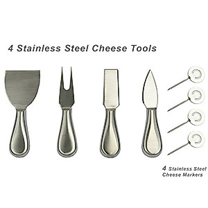 Picnic at Ascot Personalized Monogrammed Engraved Bamboo Cutting Board for Cheese & Charcuterie - includes Knife Set & Cheese Markers- Designed & Quality Checked in USA