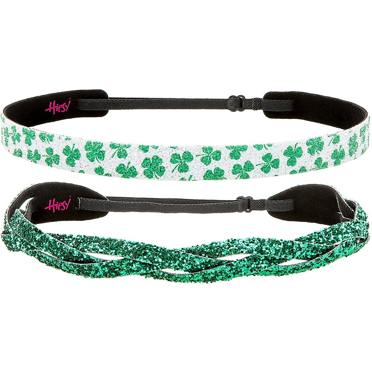 Hipsy Irish Green Headband St Patricks Day Accessories Shamrock Headbands Gift Pack (Green Braided & Sparkly Clover 2pk)