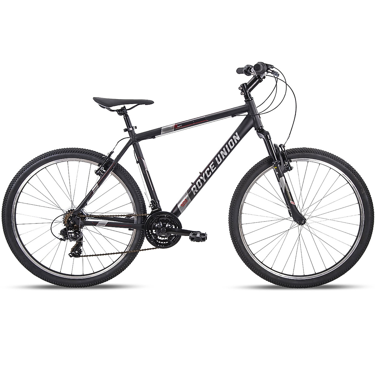ROYCE UNION RMT 27.5" Mens 21-Speed All-Terrain Mountain Bike, 22" Aluminum Frame, Twist Shift, Matte Black