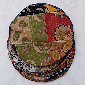 Creative Co-Op Round Cotton Patchwork Kantha, Multicolor Placemat, Multi Large