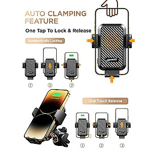Wireless Car Charger, JOYMASS 15W Fast Charging Auto Clamping Car Charger Cell Phone Holder Mount Vent for iPhone 15 14 13 12 Mini Pro Max 11 XR XS X, Samsung Galaxy S23 Ultra S22 S21+ Note 20, etc