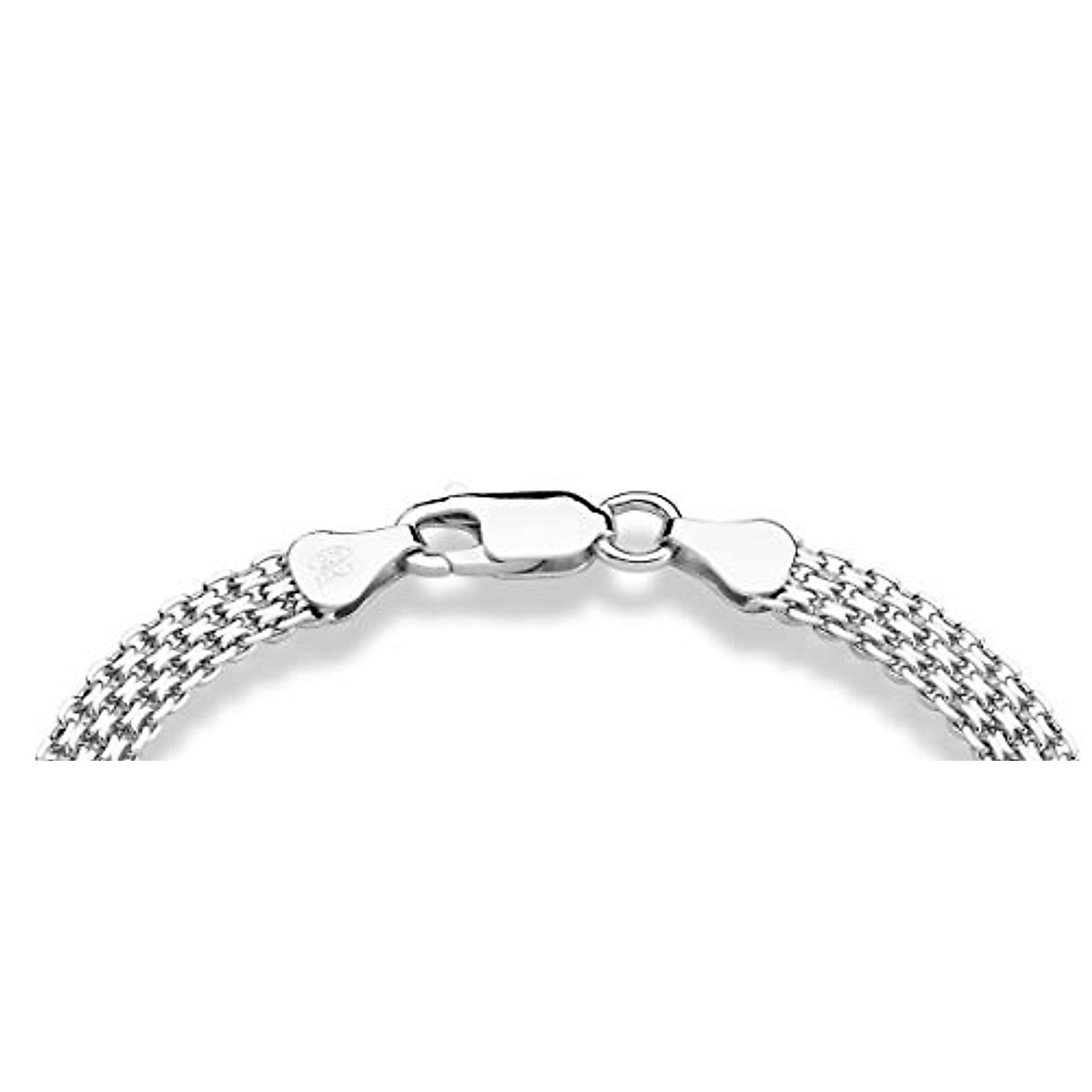 Miabella 925 Sterling Silver Italian 6mm Solid Bismark Mesh Link Chain Bracelet for Women, Made in Italy (Length 7 Inches (Small))