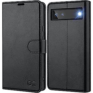 OCASE Compatible with Google Pixel 6A Wallet Case, PU Leather Flip Folio Case with Card Holders RFID Blocking Kickstand [Shockproof TPU Inner Shell] Phone Cover 6.1 Inch 2022 (Black)