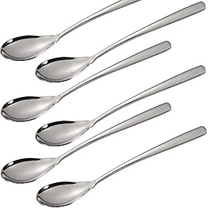 Soup Spoons Set of 6 Stainless Steel Round Spoons Asian Soup Spoon Long Handle Dinner Spoons for Kitchen Restaurant Home
