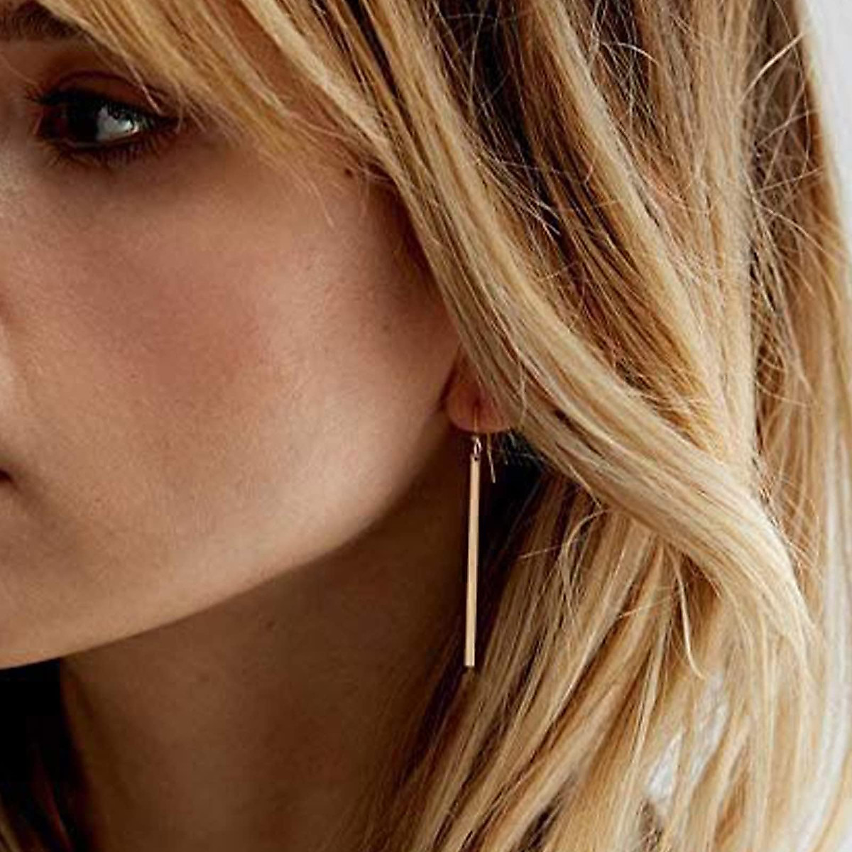 Dcfywl731 Gold Earrings for Women Dangle Long Vertical Bar Drop Dangle Earring Minimal Geometric jewelry for Womens