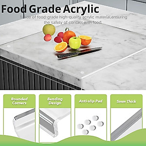 Pakproly Acrylic Cutting Board with Counter Lip, Thicker Clear Cutting Boards for Kitchen Counter, Non Slip Cutting Board for Countertop Protector, Apartment Essentials Kitchen Decor (16x 12 Inch)