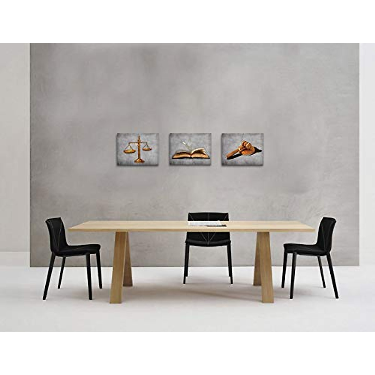 HOMEOART Lawyer Office Decor Painting Black and White Canvas Prints Framed Ready to Hang 12"x16"x3 Panels