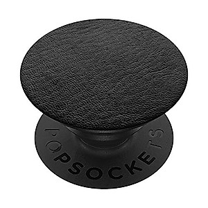 Faux Leather Black Pop Phone Grip- Black Leather Look PopSockets PopGrip: Swappable Grip for Phones & Tablets