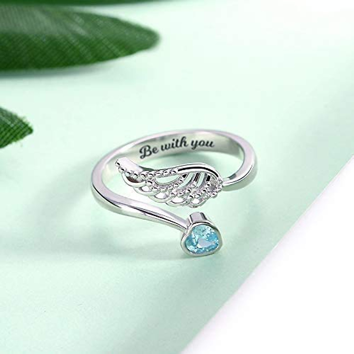 925 Sterling Silver Angel Wing Cz Ring for Her Wedding Ring Ring Engagement Ring 925 Sterling Silver Personalized Forever By My Side Angel Wing Ring Personalized Silver Ring-Adjustable Ring, A Unique Gift for Her