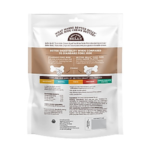 Better Belly Pork Hide Chips with Smoke Flavor, Digestible Pork Hide for Dogs (1 CASE of 12 Individual Packs of 10.0 OZ), (P-94450-1)