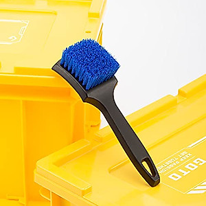 Car Brush for Wheel & Tire Cleaning, Carpet Brush for Car / Truck, Tough Scrub Brush for Tub, Shower with Stiff Bristles, Black/Blue, 1pcs