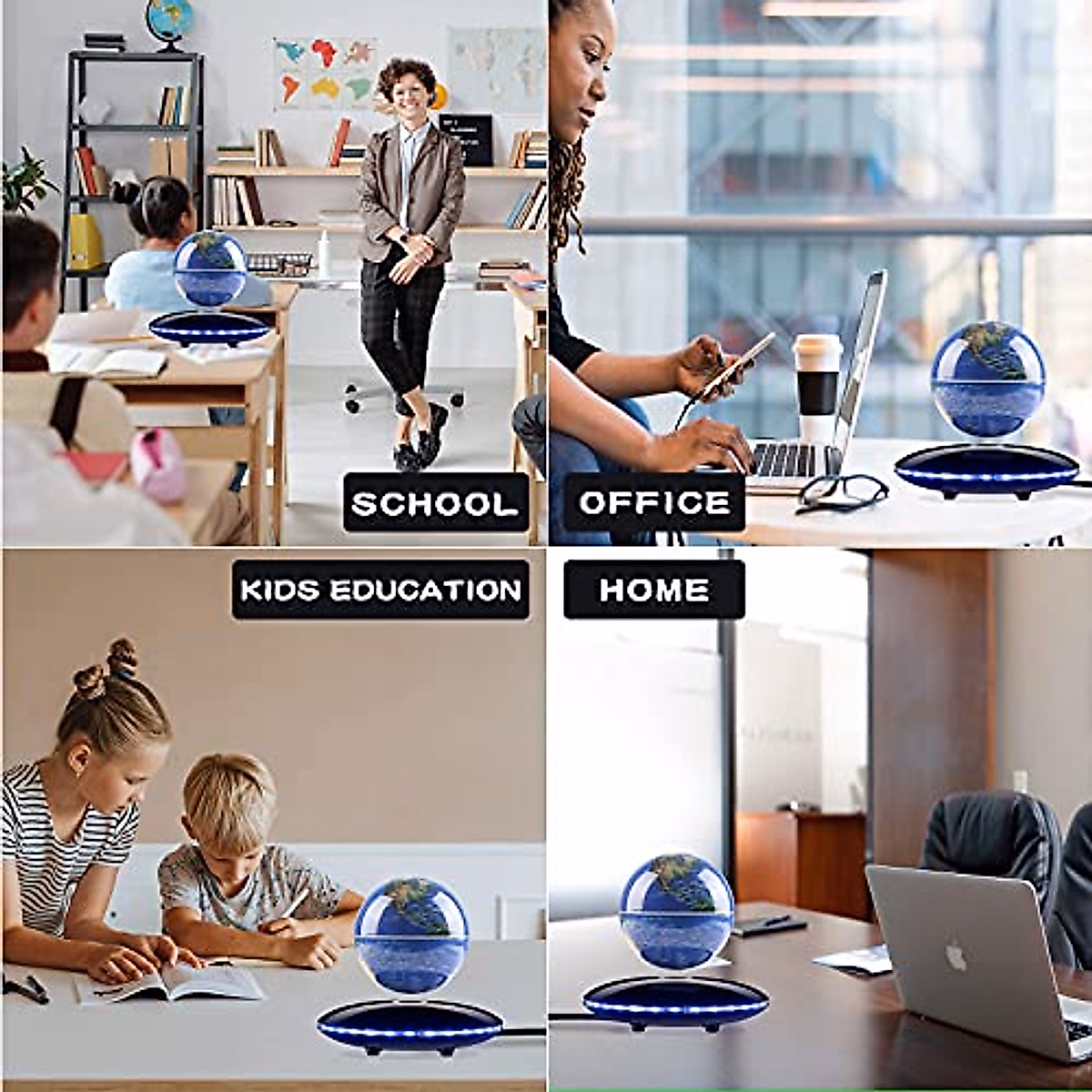 RUIXINDA Levitating Globe,Cool Gadgets Magnetic Globes Floating Globe World Map Office Decor with LED Light Base,Cool Tech Gift for Men Father Boys Boss