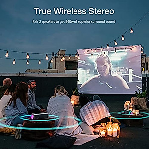 BlitzMax WA3 PRO 120W 360° Surround Stereo TWS Portable Wireless Bluetooth 5.0 Mini Speaker with Microphone,Waterproof,4 RGB Light,3 EQ Modes,Power Bank,DSP Technology,Outdoor Travel Party,AUX TF USB