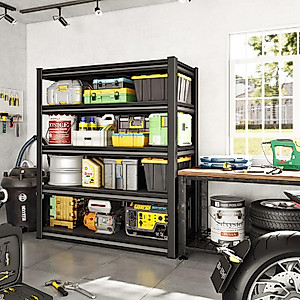 SDXYSTCE 48" W Garage Shelving Heavy Duty, 3000LBS Loads Garage Storage Shelves Heavy Duty, 5-Tier Metal Shelving Units and Storage Racks, Industrial Utility Shelf,48" Wx24 Dx78 H, Black