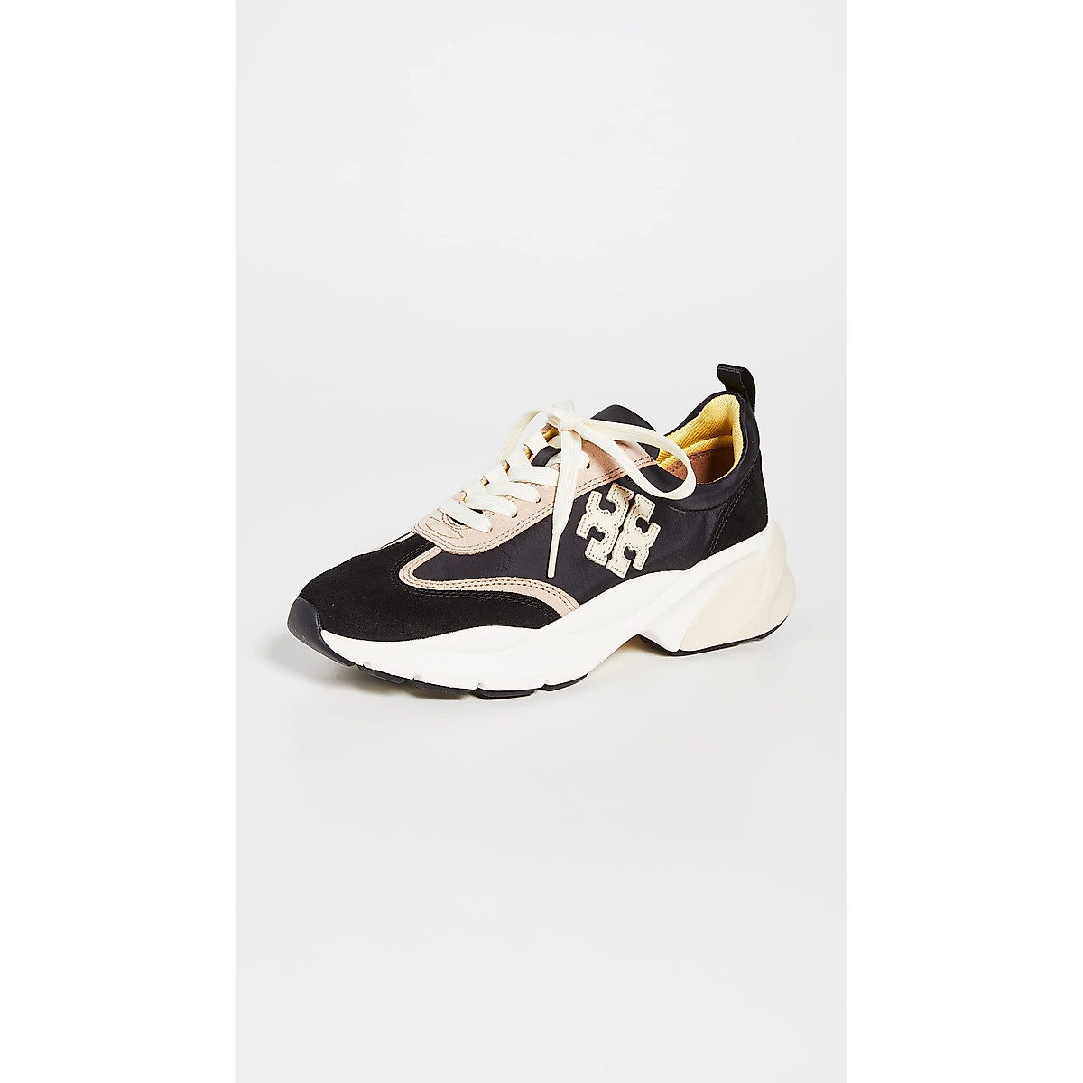 Tory Burch Women's Good Luck Trainer Sneakers, Black/Cream/Black, 8 Medium US