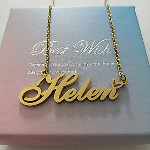 RONKAHSHOW Alayna Custom Pendant Name Necklace Customized Personalized 18K Gold with Heart Necklace Best Gift for Women New Year Birthday Mother’s day Christmas wedding Party Gold