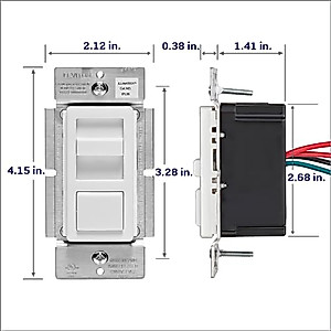 Leviton IllumaTech Dimmer Switch for Dimmable LED, Halogen and Incandescent Bulbs, IPL06-10Z, White with Ivory and Light Almond Faceplates