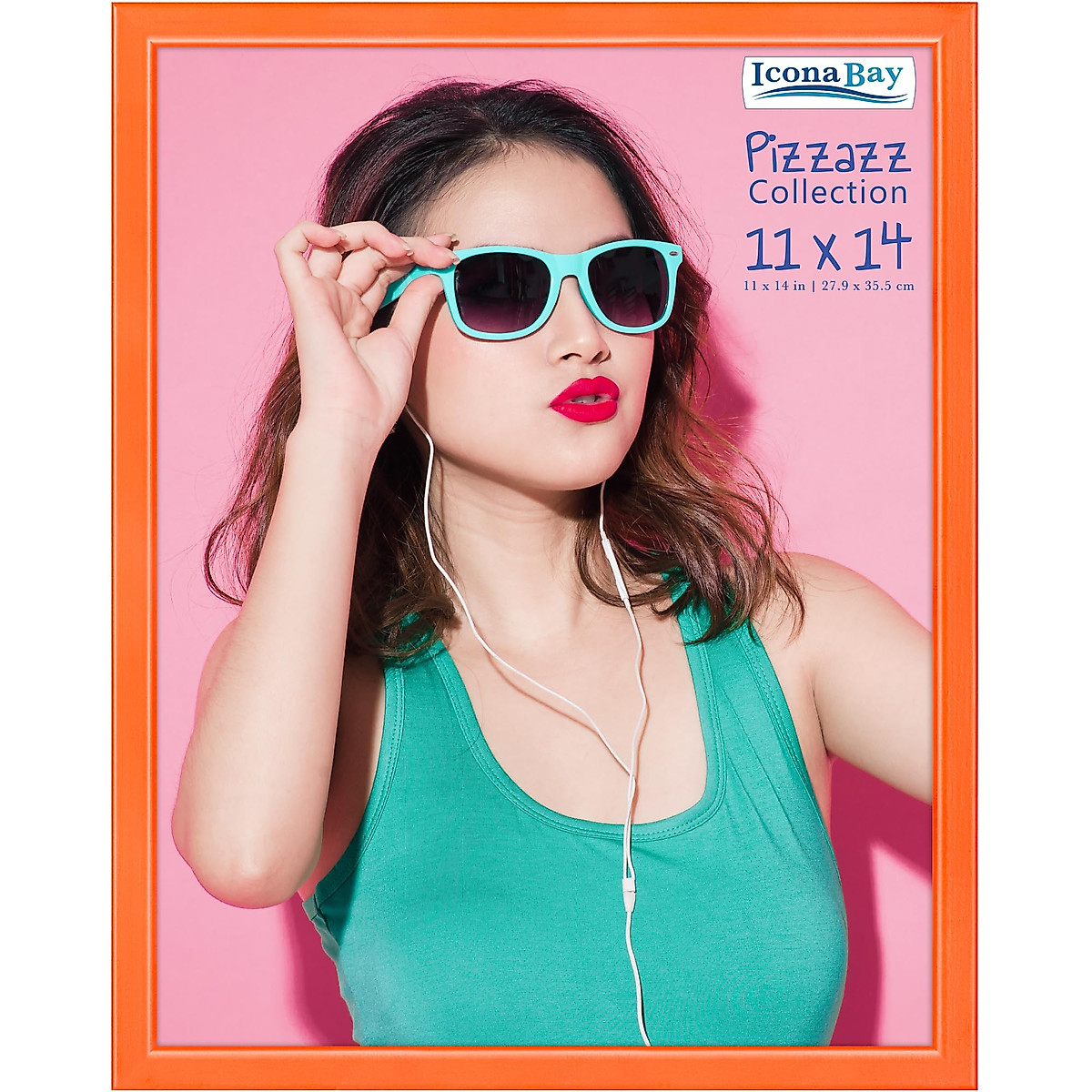 Icona Bay 11x14 Picture Frame, Orange Colored Solid Wood Scandinavian Style Frame for Photo, Pizzazz Collection