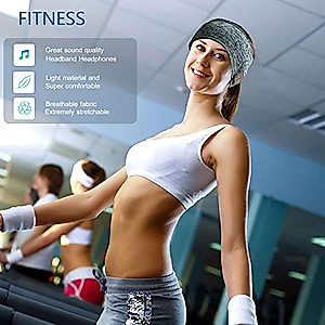 BGJOY Music Headband Running Headphones Sport Sweatband with Wireless Headphone Headset Speaker Mic Handsfree Music Call Sport Headbands Earphones Headsets for Workout Yoga Sleeping