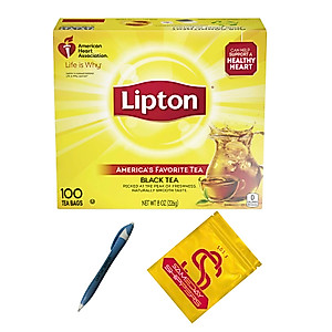 Lipton Tea Bags | Lipton Tea Bags For A Naturally Smooth Taste Black Tea Iced or Hot Tea That Can Help Support a Healthy Heart 100 COUNT tea bags | SameDay Shippers Offers Free Pen and Comes With