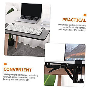 Housoutil 1 Set Foldable Bracket Desk Tray Computer Mount for Desk PC Keyboard Desk Keyboard Tray Keyboard Holder Computer Desk with Keyboard Tray Computer Desk Extender Bracket Fold Extend